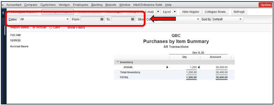Solved: Purchases by Item Report | QuickBooks Community