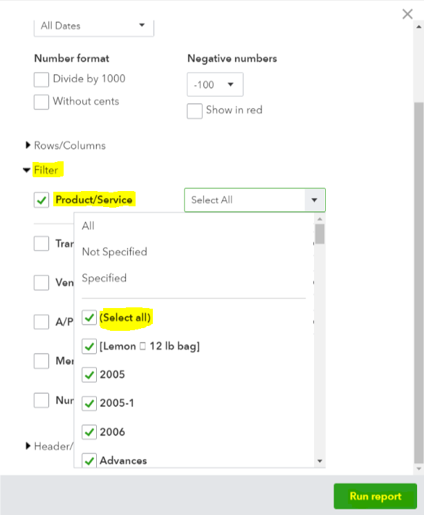Solved: Inactive products are still showing on Purchases by Product ...