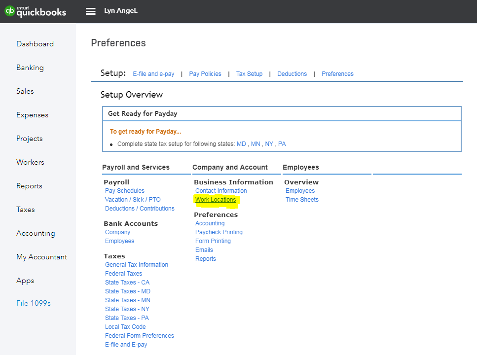 The company address has been updated under the gear icon/company tab ...