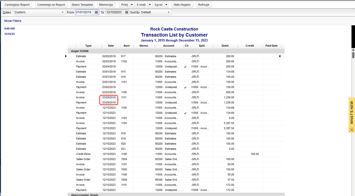 Solved: Transaction List by Customer Report
