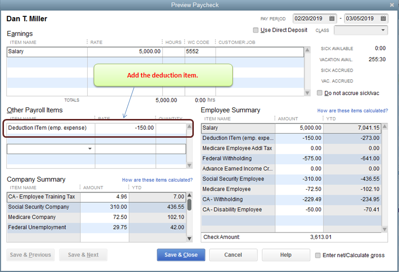 Offsetting employee expense reimbursement against a paid vendor expense