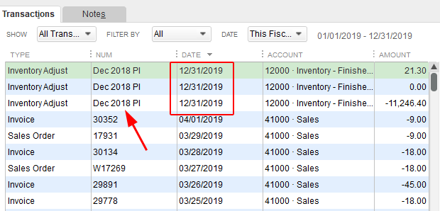 Future-dated inventory adjustments?