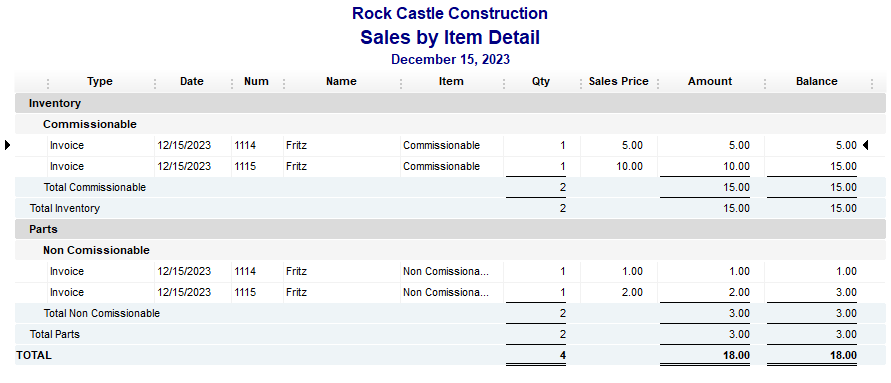 Solved: Report of Invoices with items separated by inventory part vs ...