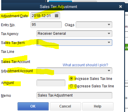 Sales Tax Adjustment