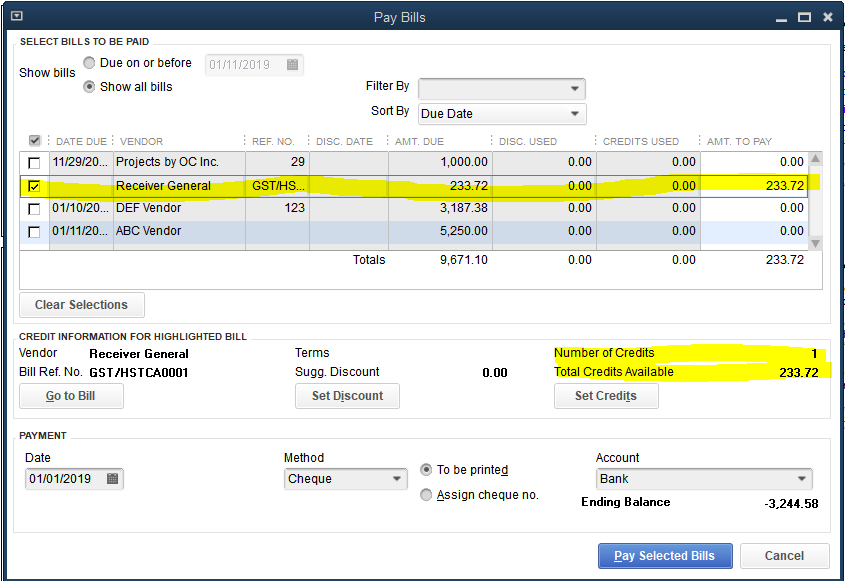 Sales Tax Adjustment