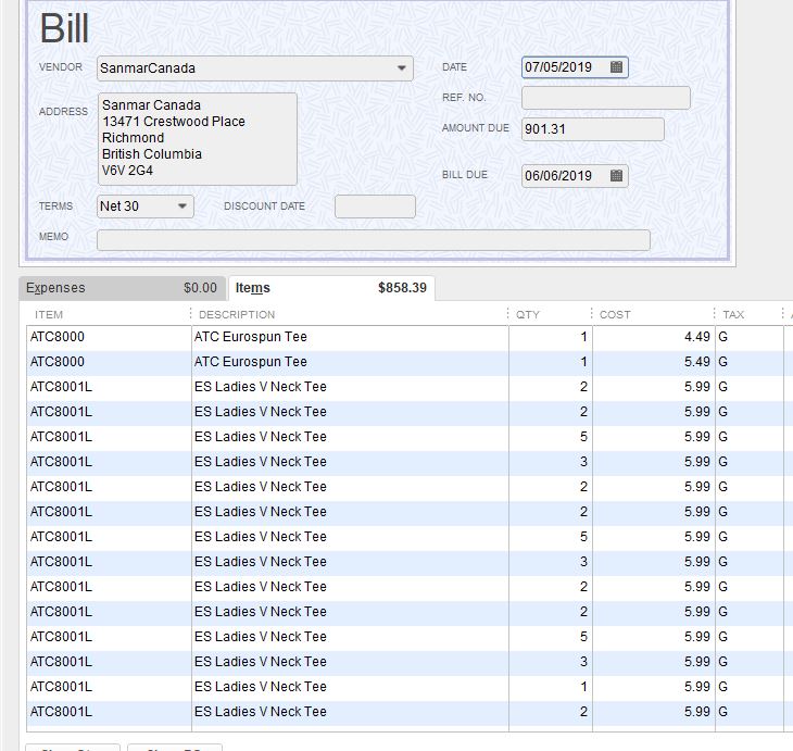 Changing Columns on receive Bills page?