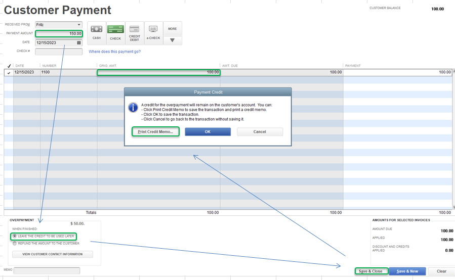 Solved: Is there a way to turn this credit into a credit memo?
