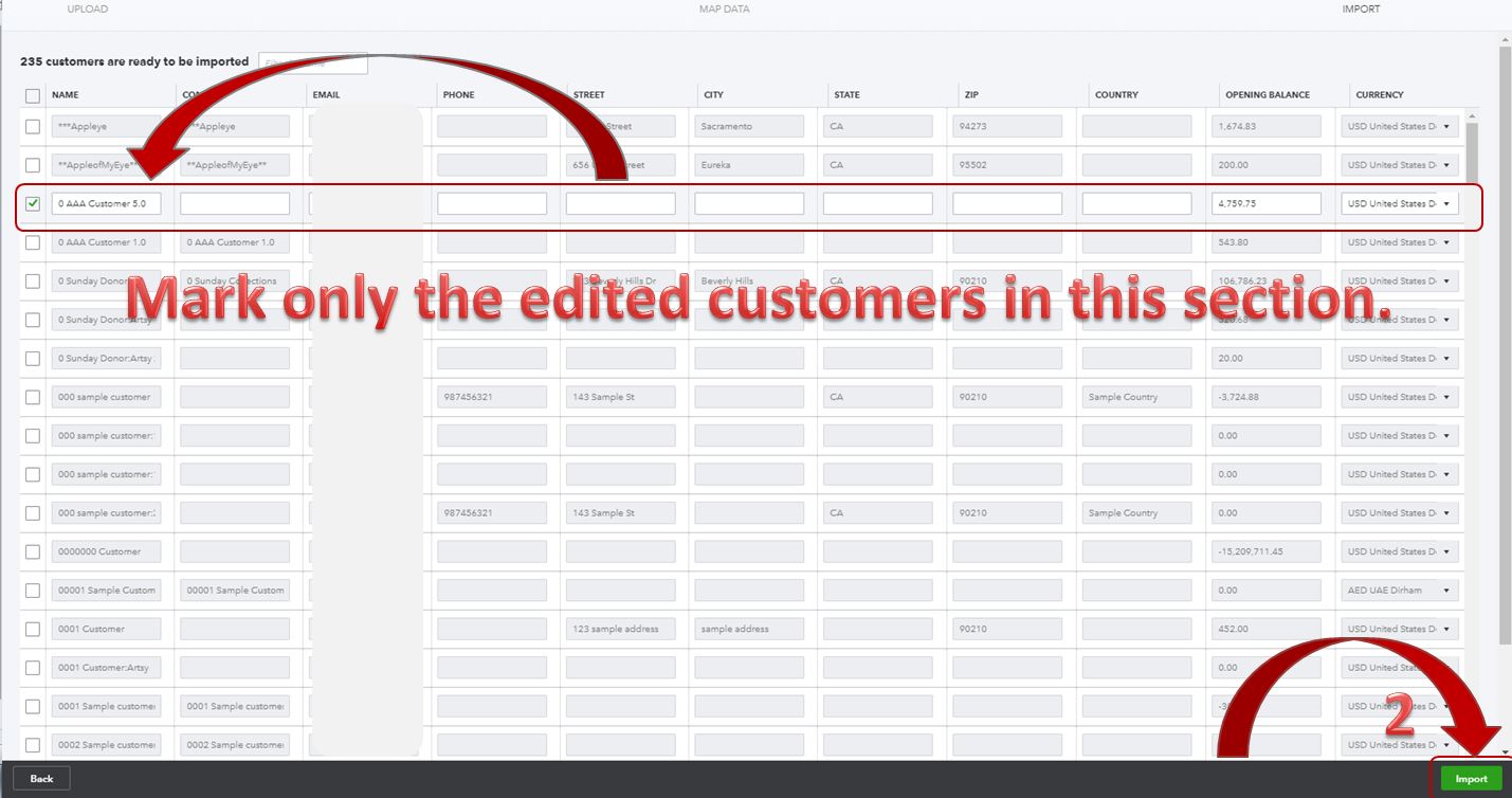 Can I change multiple customers info at one time in QBs online?