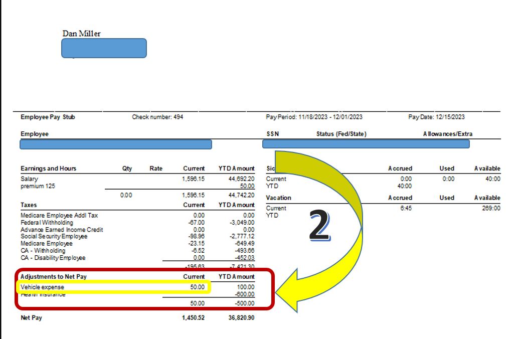 How to adjust item on paystub? QBDT Pro
