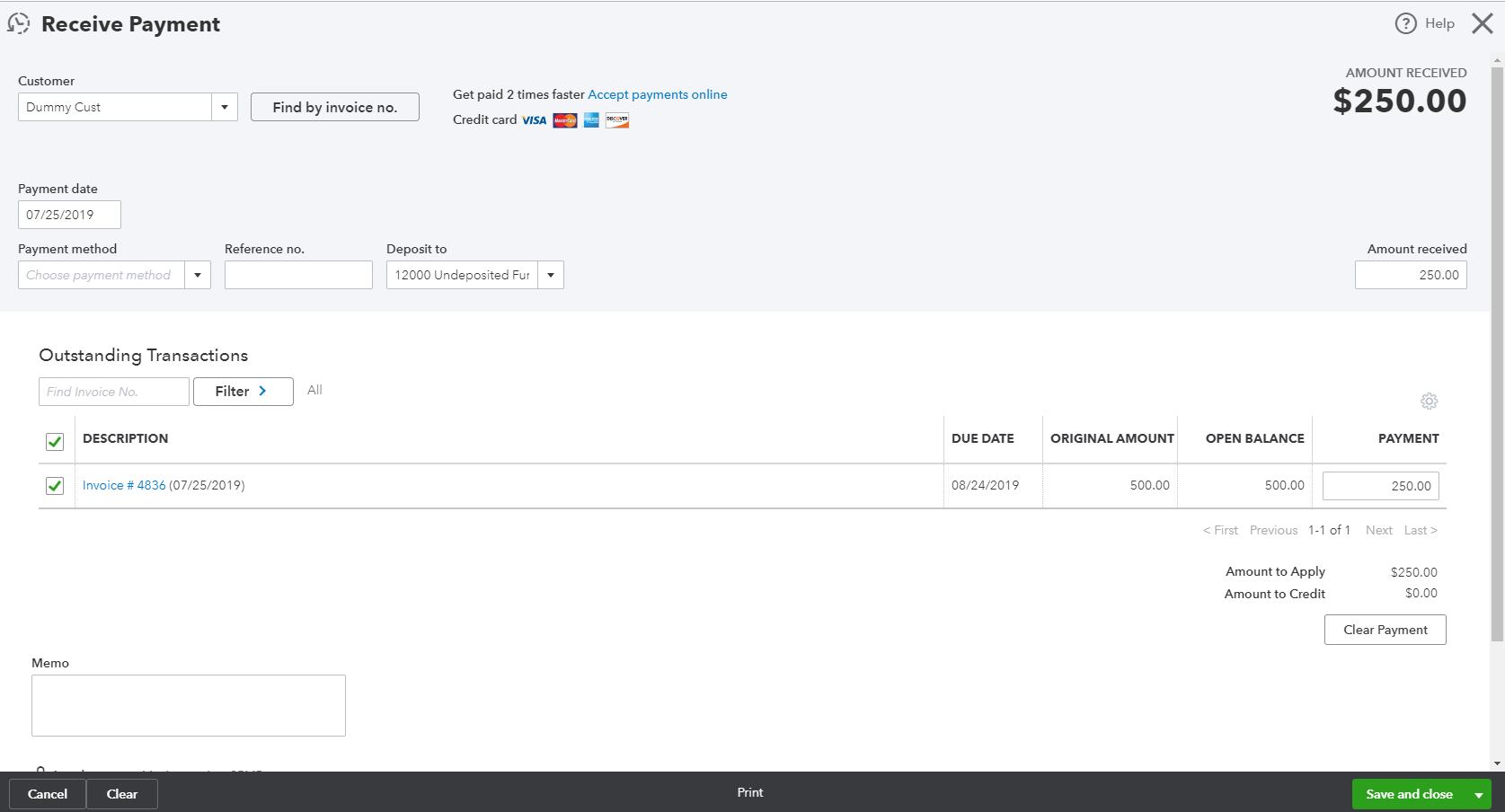 Solved: How do I show a partial payments applied to invoices?