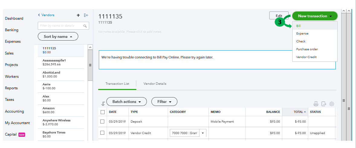 Solved: Accounts in Bank Deposit window