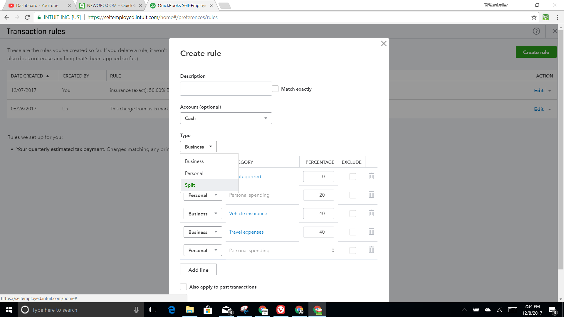 Solved: How do I split a transaction QB Online - Self Employed?