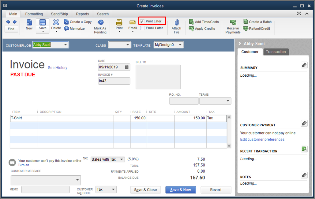 Printing & Emailing Invoices
