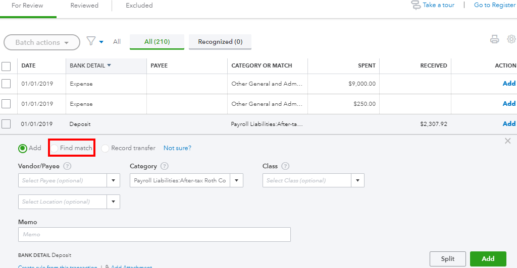 Split a transaction which is part income and part expense