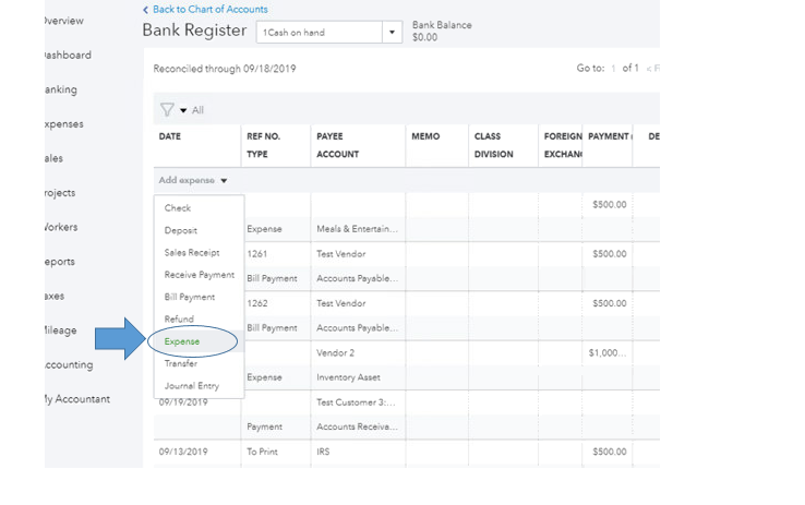 Expenses showing as deposits