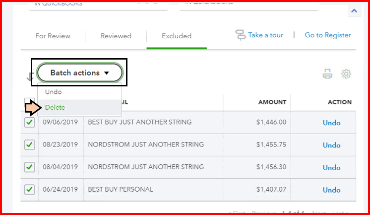 I deleted duplicate entries in my checking account register. The ...