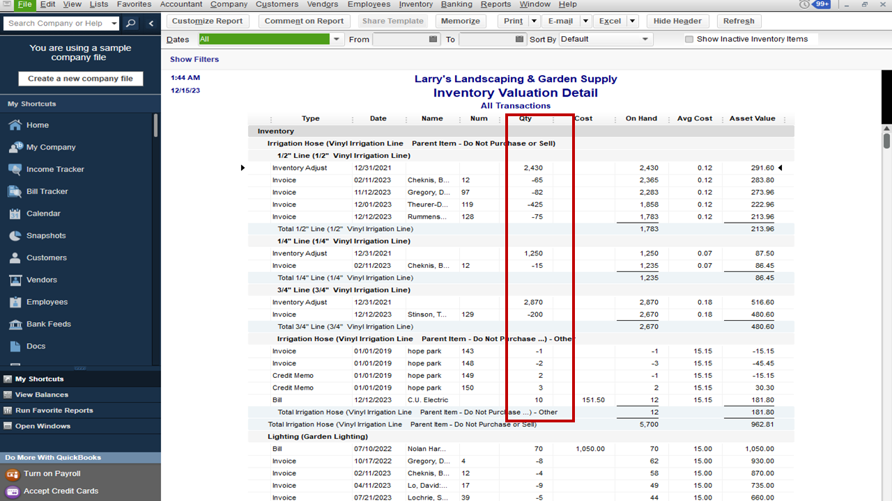 How do I create a report to show total items sold, item #, descrip, avg ...