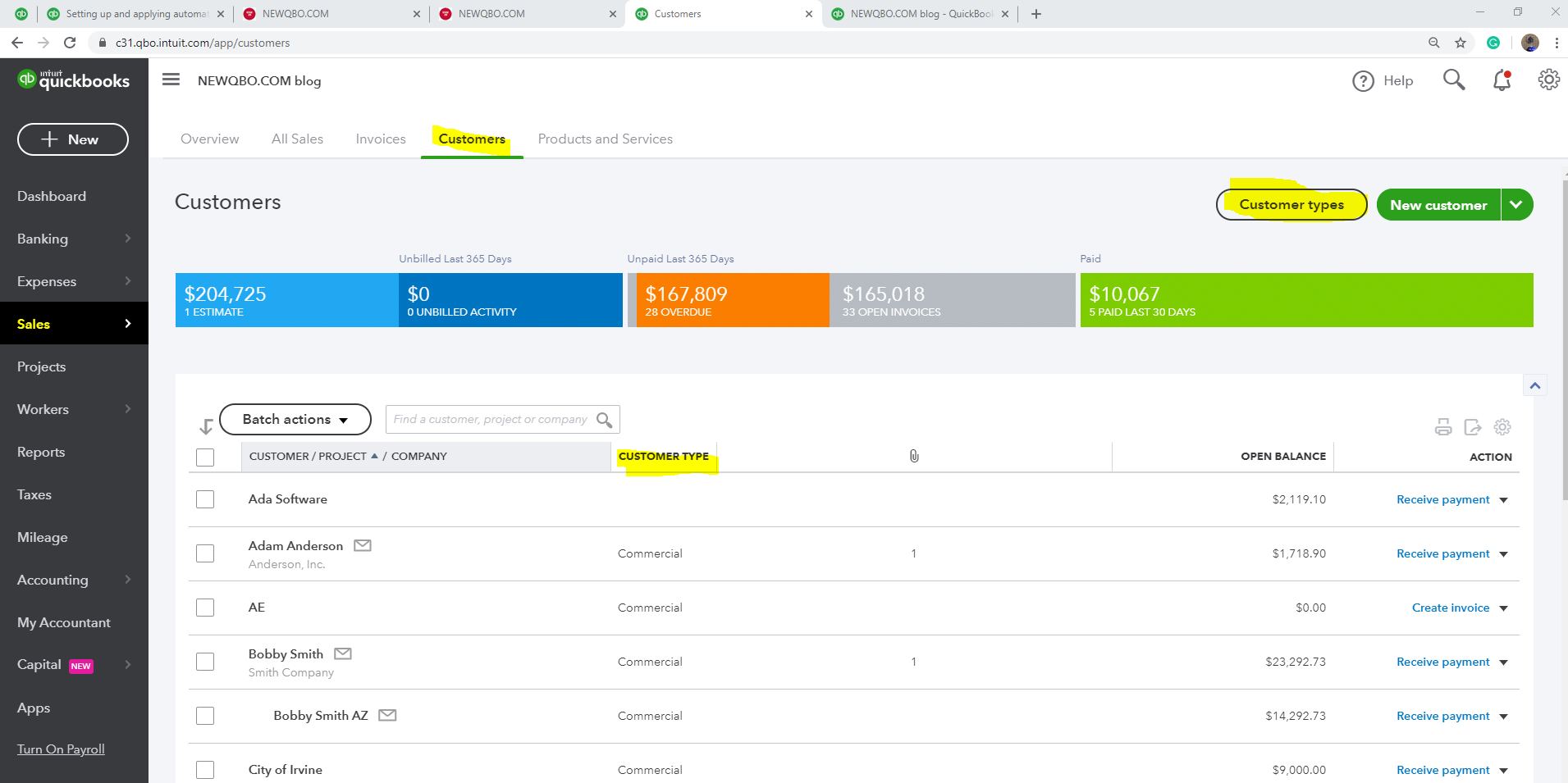 How do I get the 'additional info' tab on my customer information page?