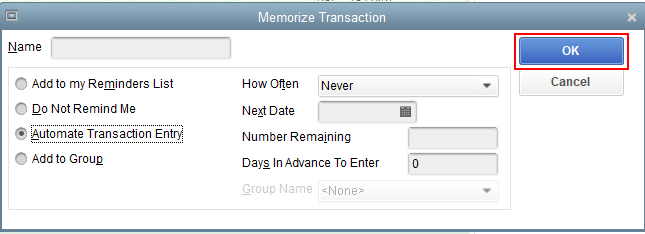 Solved: How to get my memorized transactions to automatically enter?