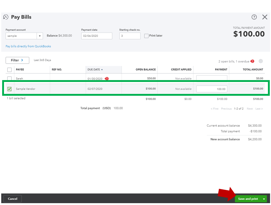Vendor refund to credit card (Quickbooks online)