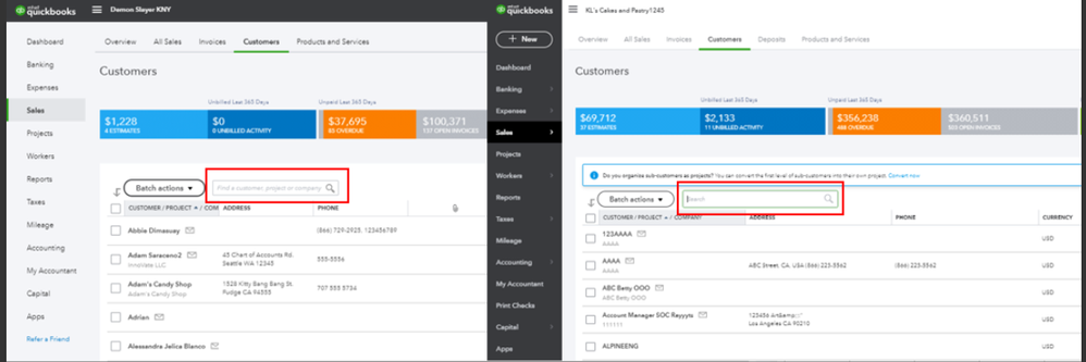 Can I search for customers billing address?
