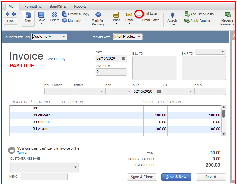 Problems after creating a new Invoice... Will not email, print preview ...