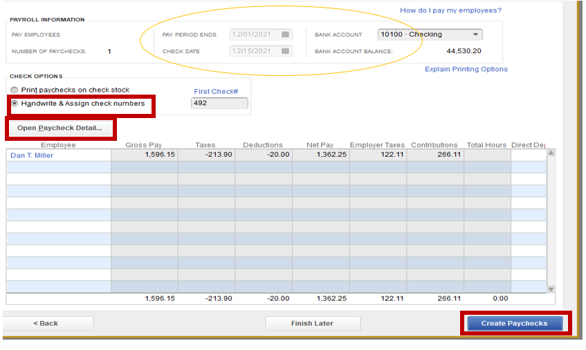 Solved: recording two paper checks to pay for one employee payroll