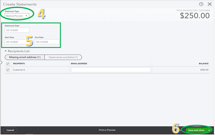 Solved: Unable to create a balance forward statement for certain ...