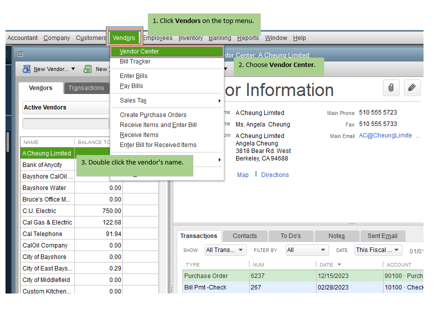 Solved: vendor information