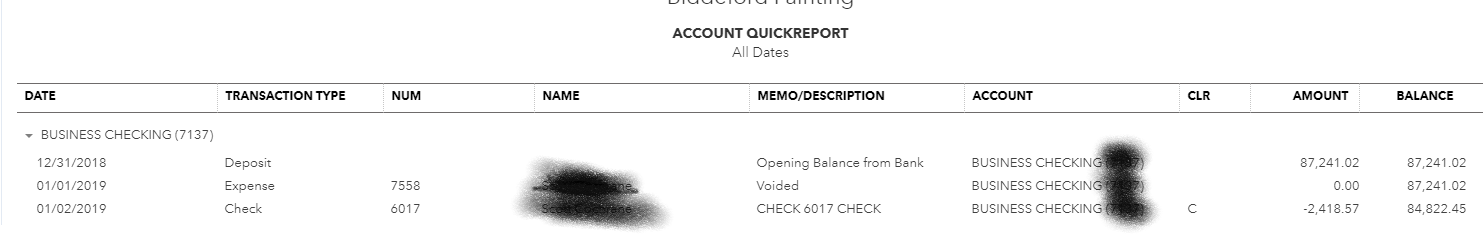 Entered the beginning balance to match the statement for the bank ...