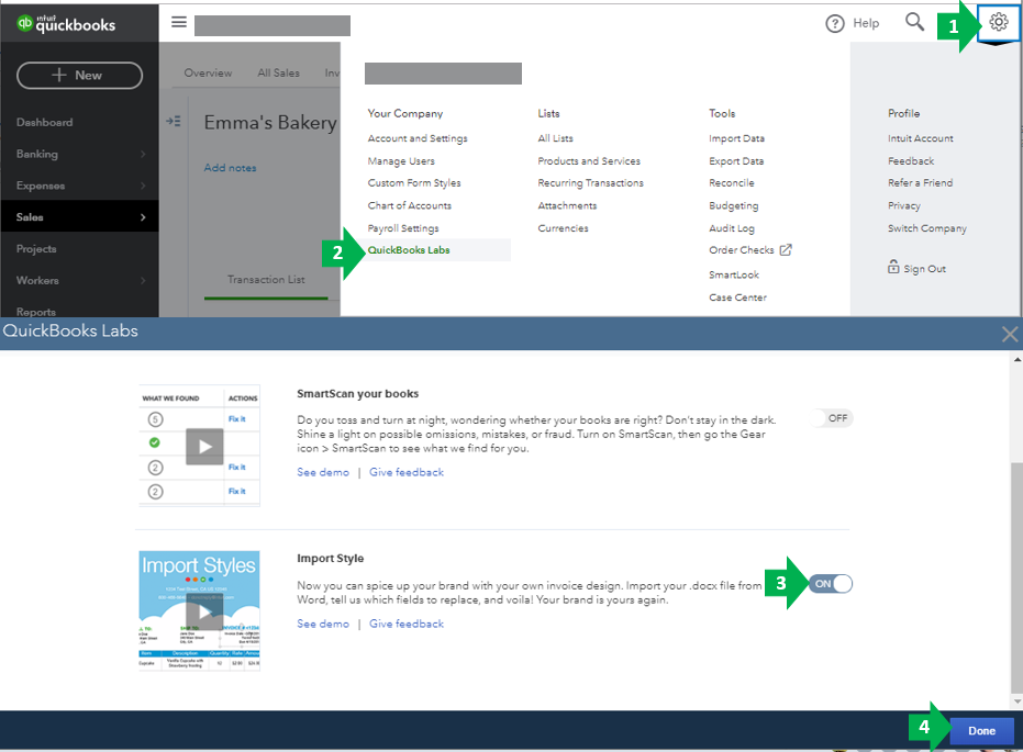 Import customer fields in Invoice into QBO