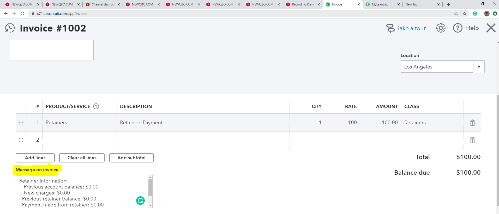How can we show retainer balances and retainer payment deductions on an ...