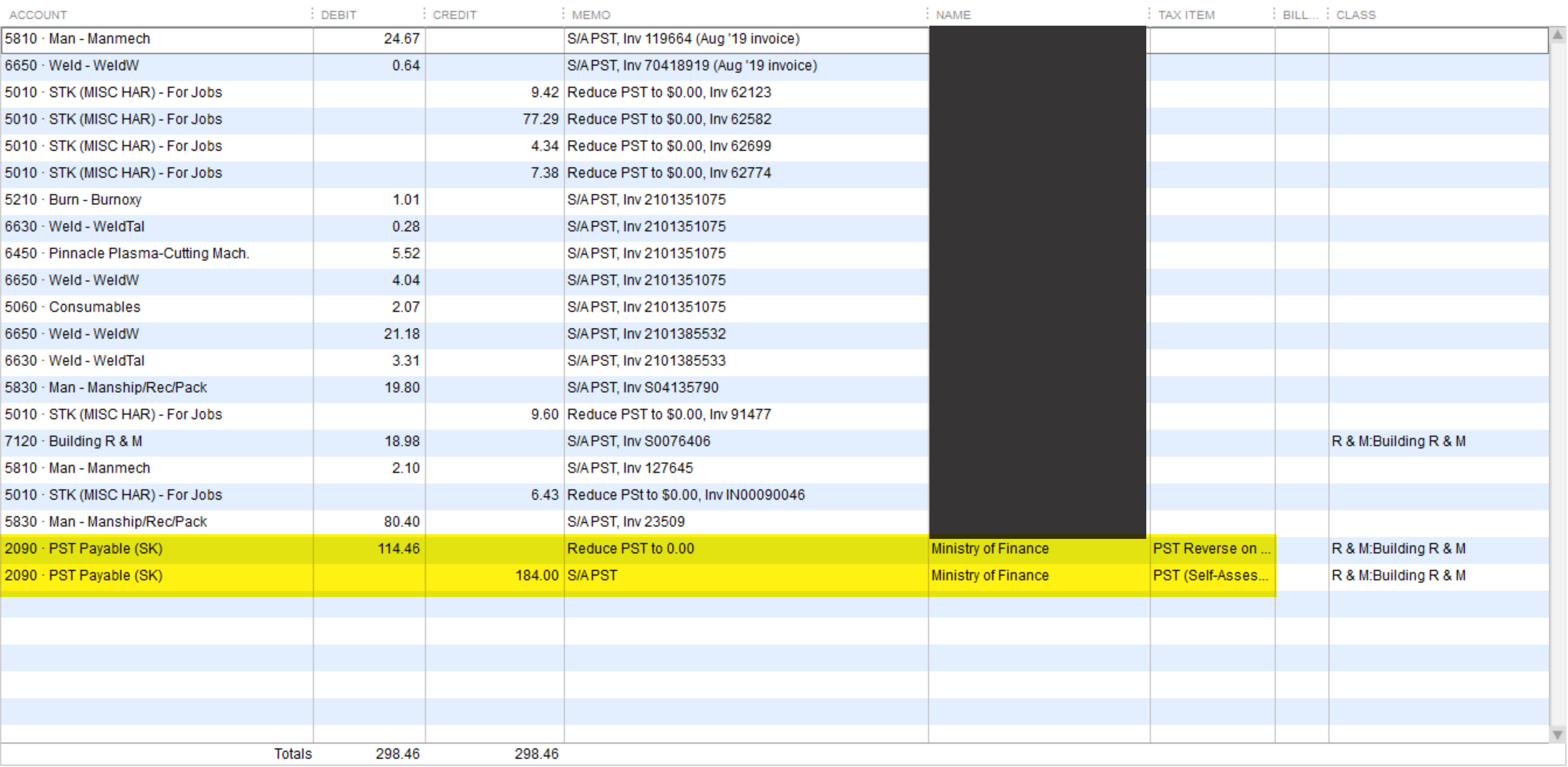 Sales Tax Adjustment
