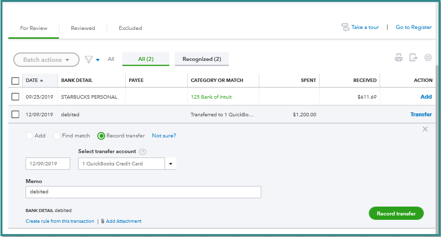 How do I change the Ref No. Type to show expense instead of transfer