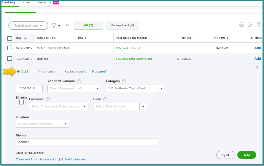 How do I change the Ref No. Type to show expense instead of transfer