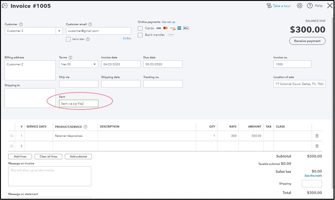 Solved: Invoice work around to have QBO show as sent,but not actually ...