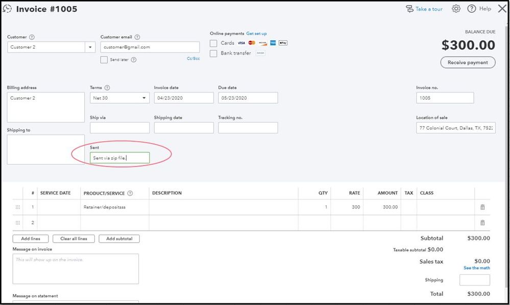 Solved: Invoice work around to have QBO show as sent,but not actually ...