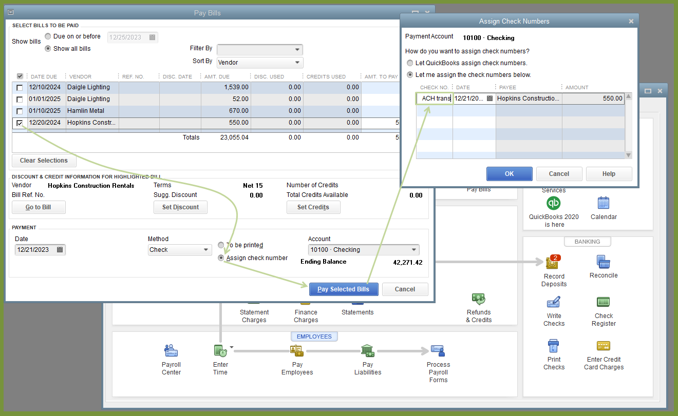 We paid a bill via ACH transfer and the only payment method options ...