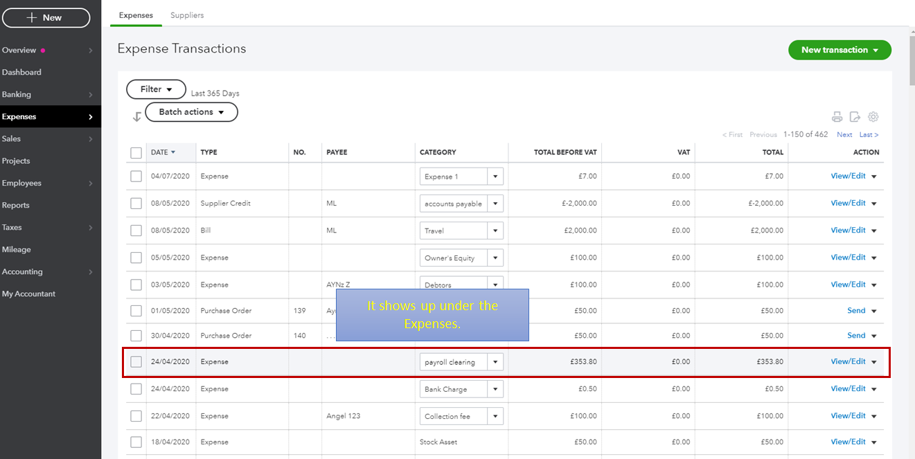 How do i move transactions from banking section to the Sales or ...