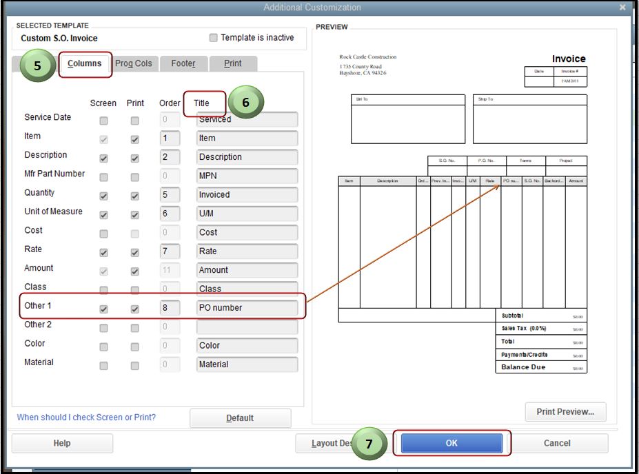 Packing Slip - Need Purchase Order in the Column