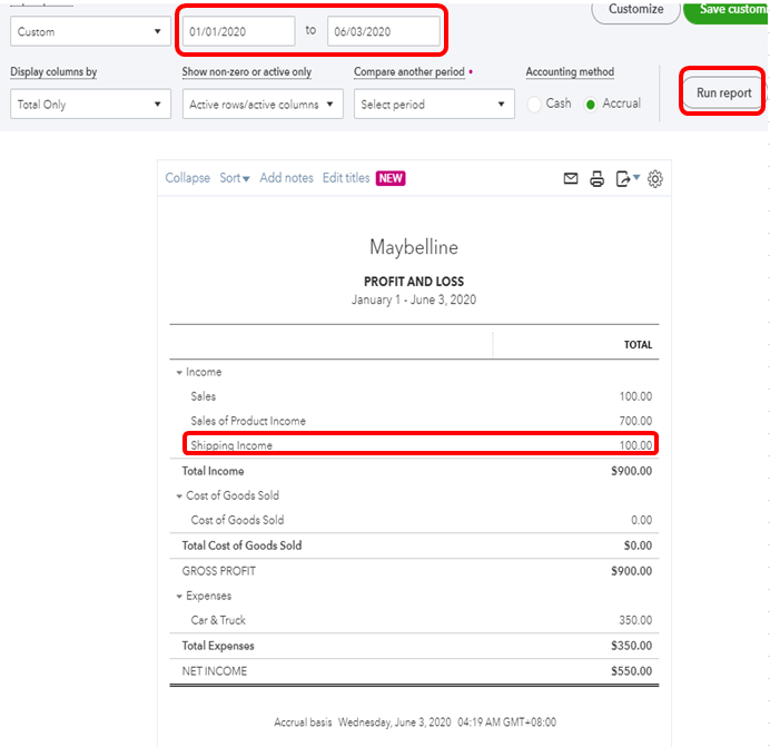 How to get a report to show shipping amounts from the shipping field ...