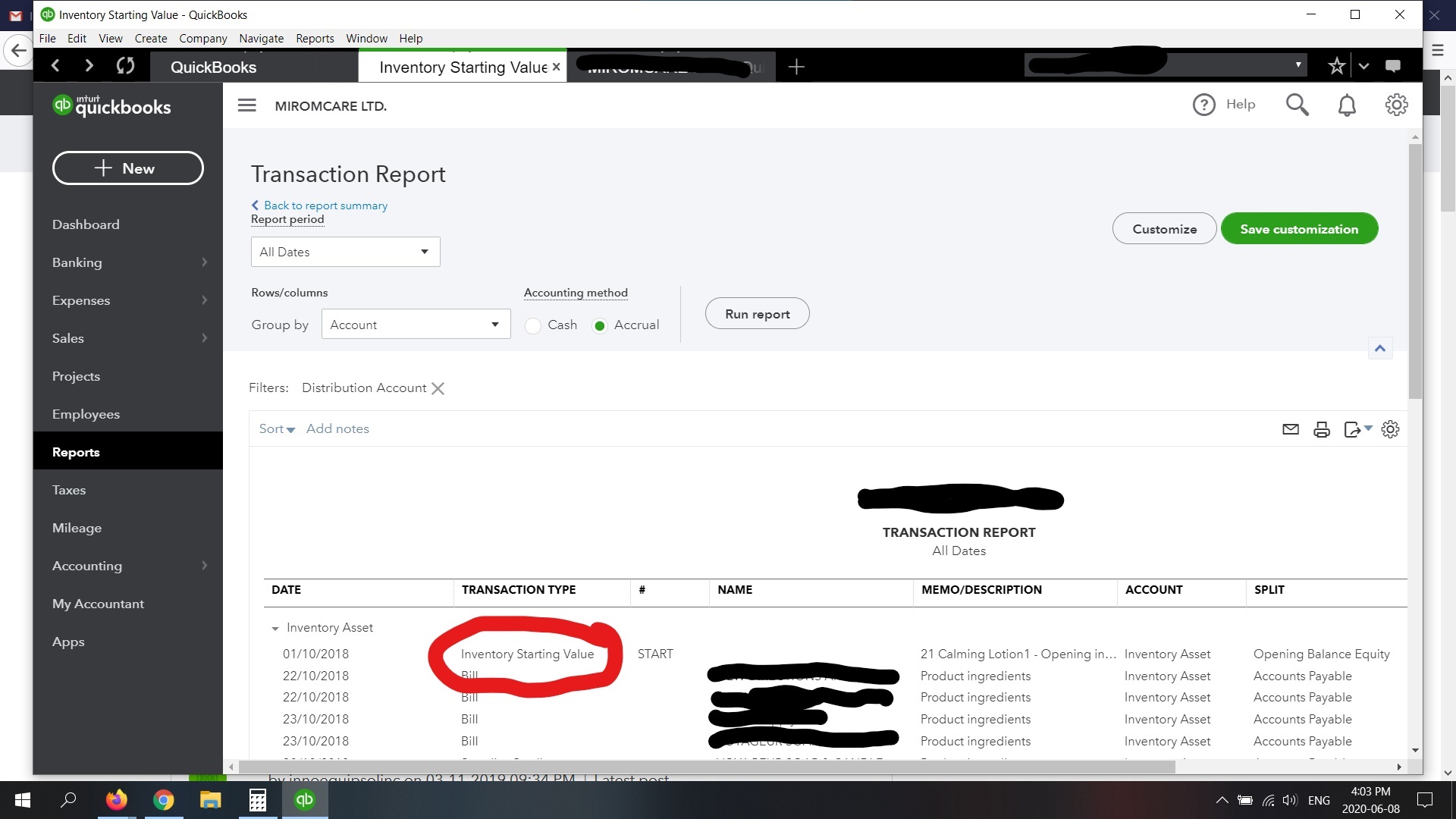 Solved: How do I delete "Inventory Starting Value"?