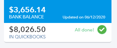 Solved: Quickbooks online bank account balance does not match