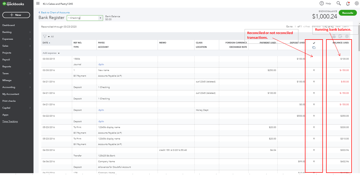 Solved: Running bank balance