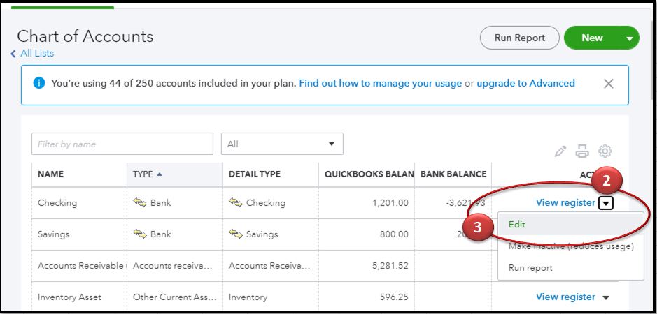 Solved: Can I edit number and names in the chart of accounts and make ...