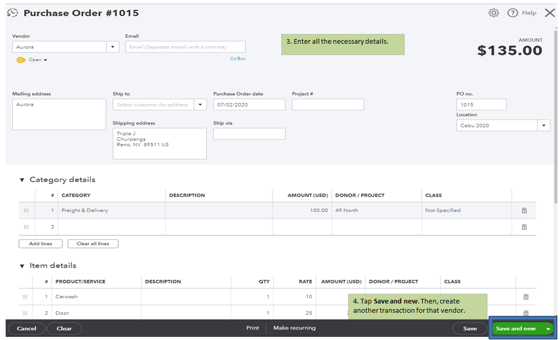 How do I create multiple purchase orders to the same vendor. Whenever I ...