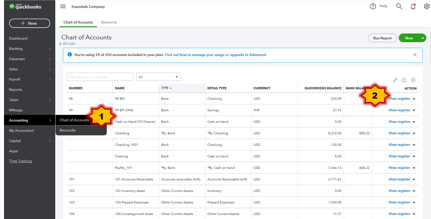 I have entered expenses that are not showing on the reconciliation ...