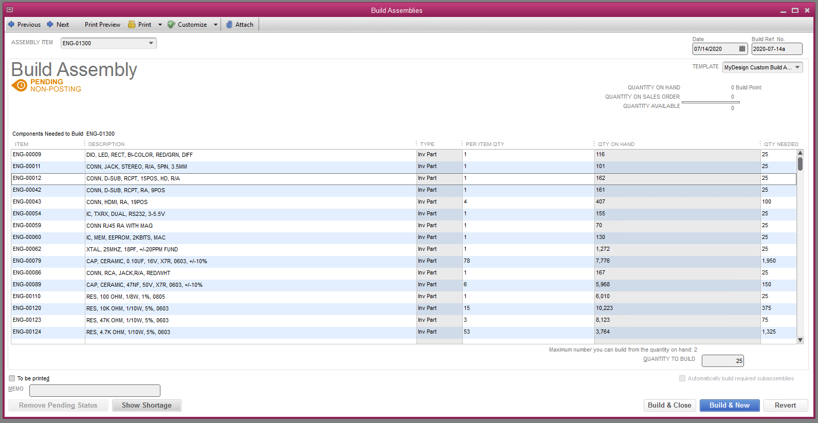 Build Assembly not generating proper Shortage Report | QuickBooks Community