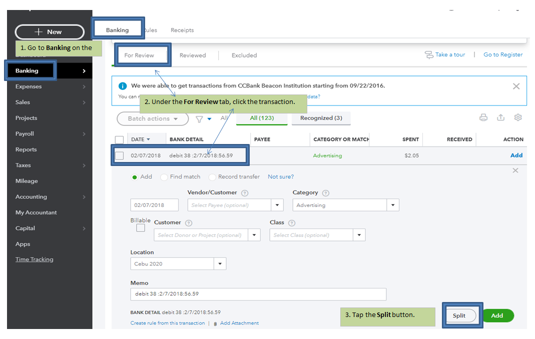 On a sales receipt is it possible to split tender for cash and credit card?