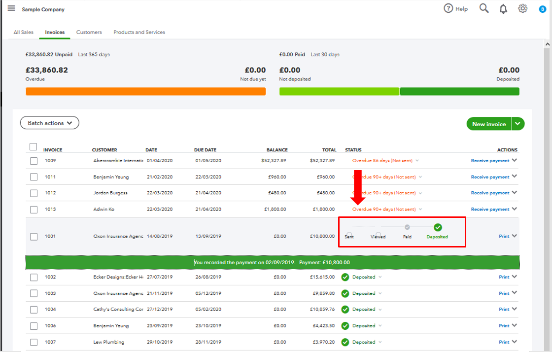Sent & Viewed Status of Invoices Not Showing Up